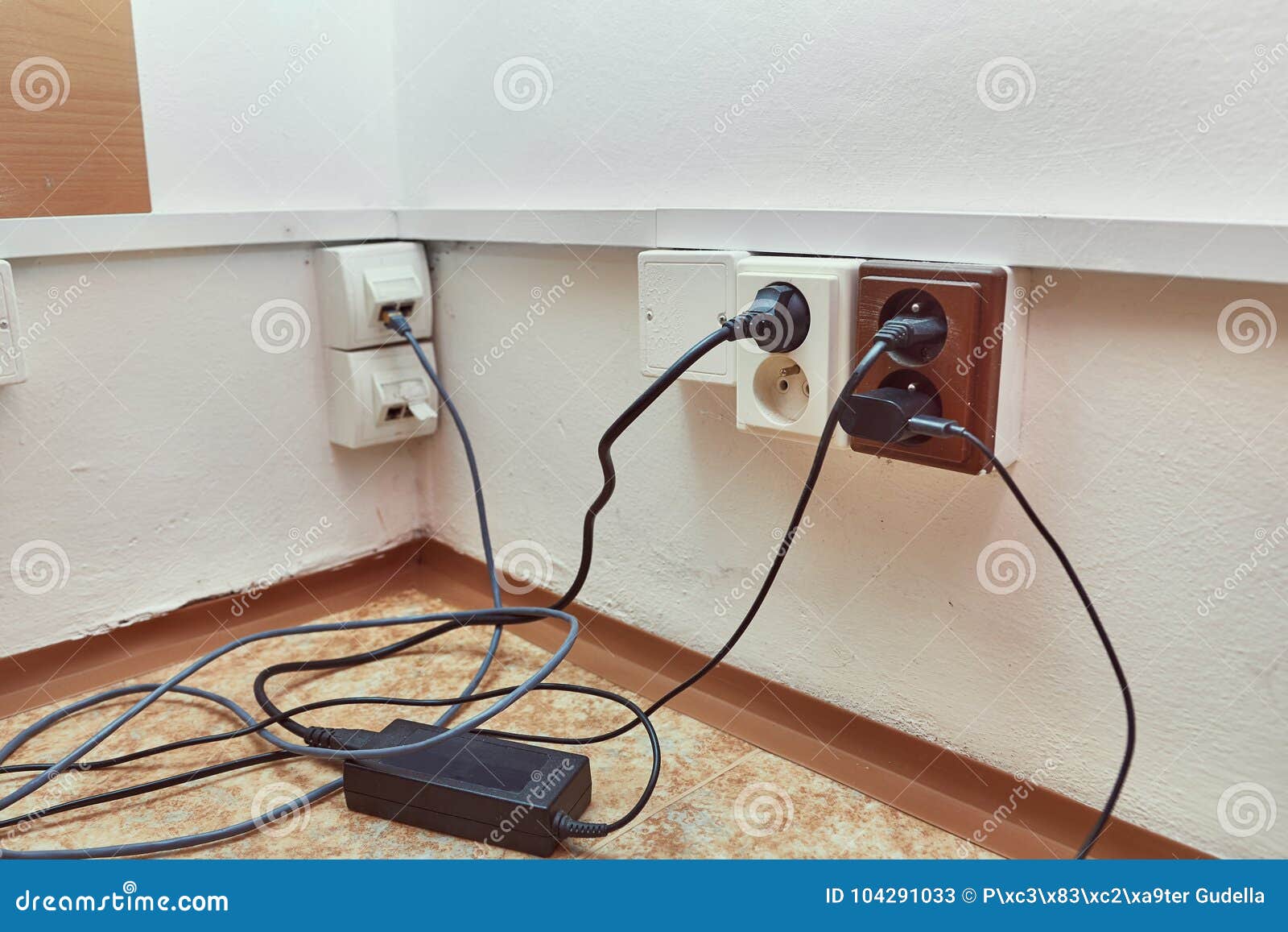 Electric Sockets in the Corner Stock Image - Image of energy, current ...