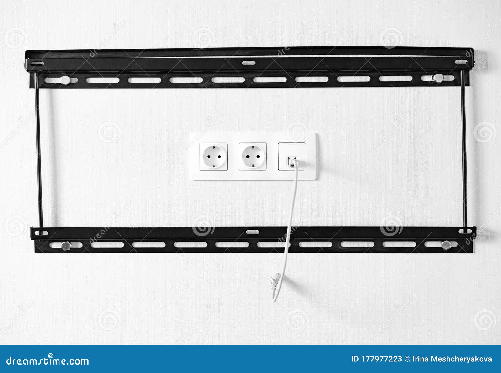 Electric Outlets And Network Socket With Coiled Ethernet Cable Inside ...