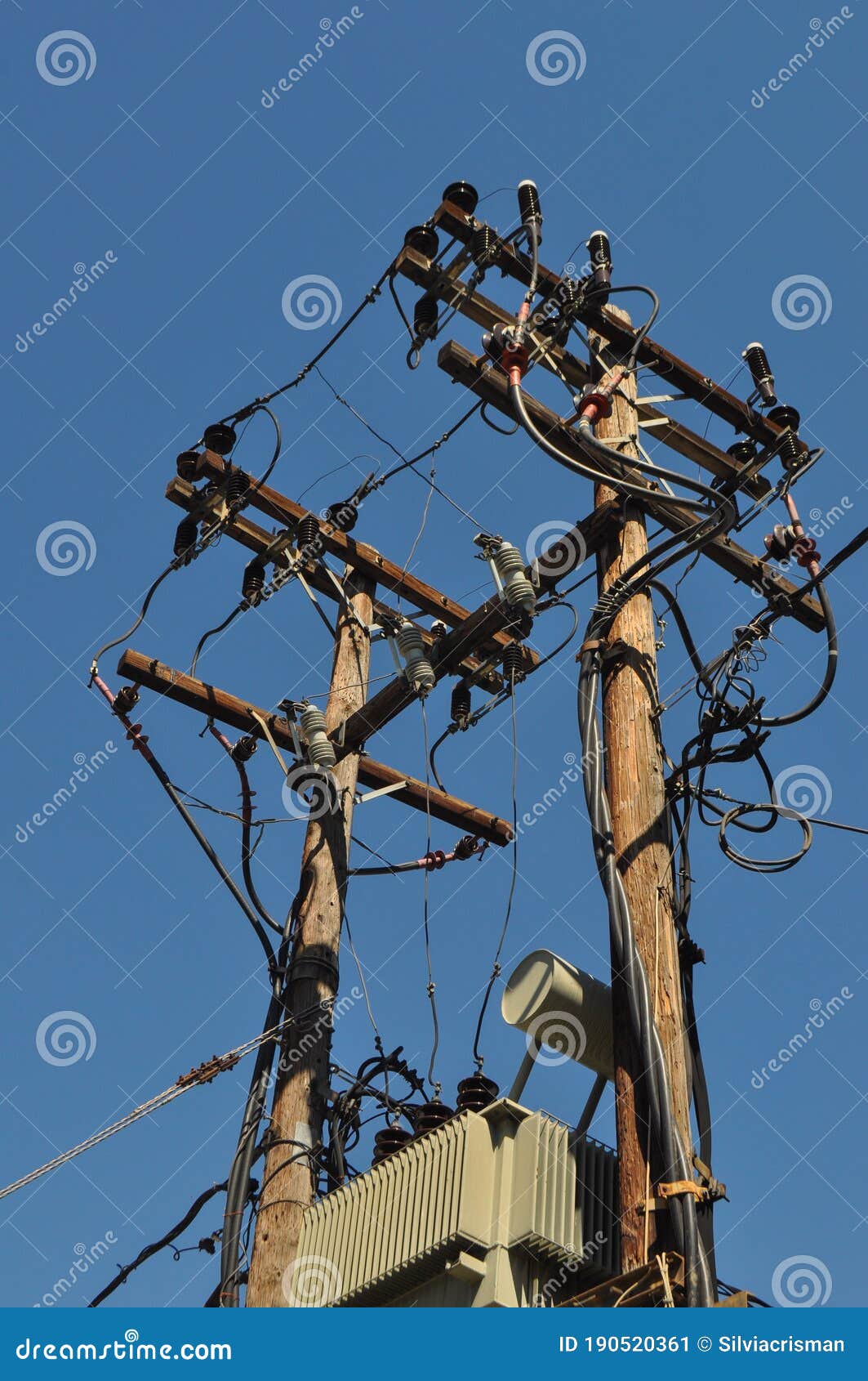 Overhead power line stock image. Image of step, wire - 190520361
