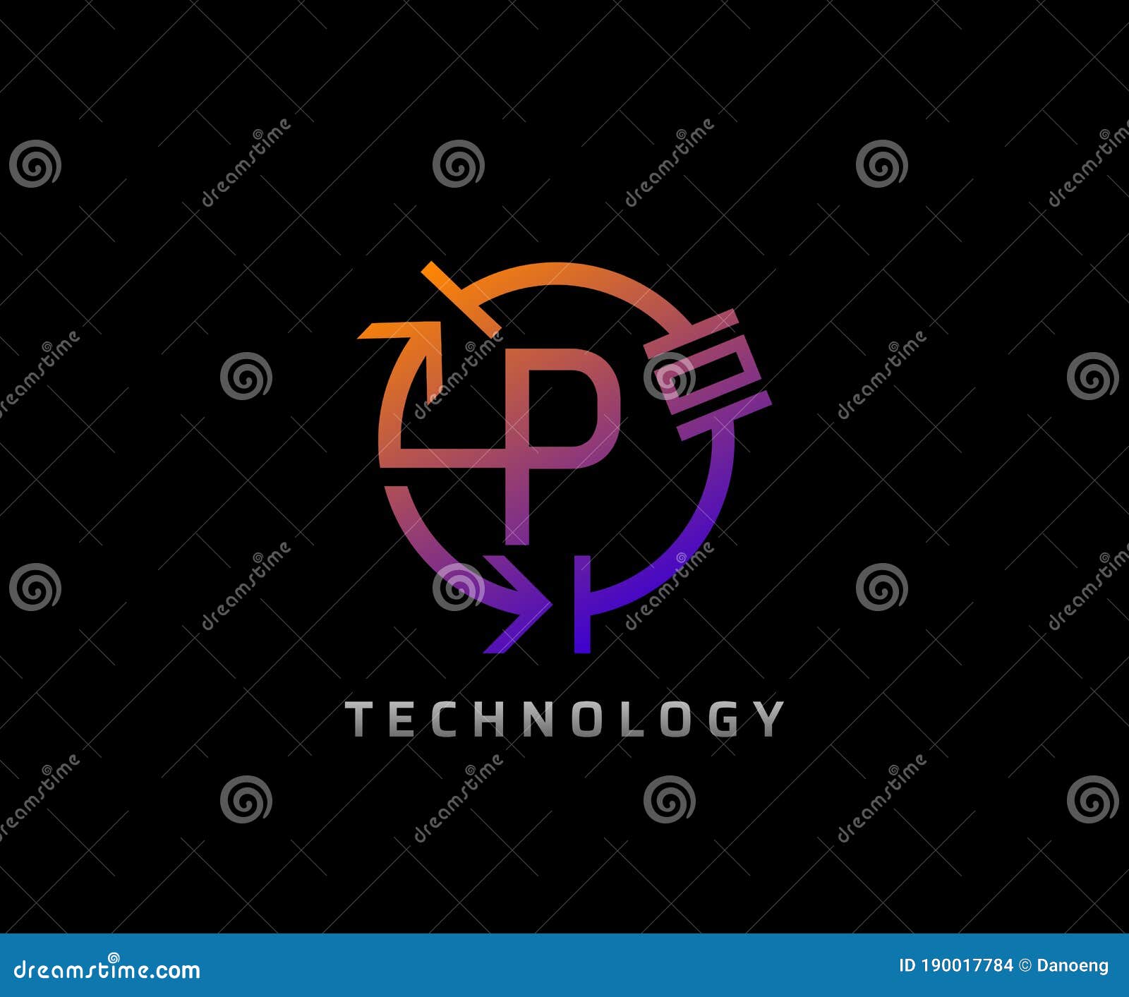Electric P Letter Icon Design with Circle Shape and Electrical ...