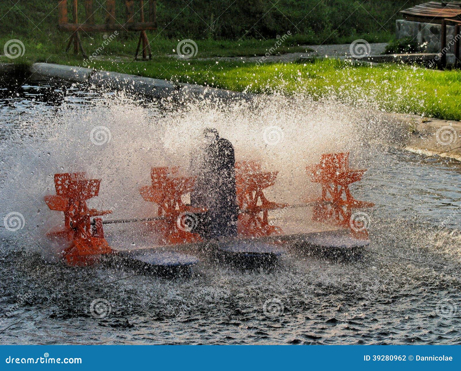 Electric Paddle Wheel Aerator Stock Photo - Image of filling, aerator ...