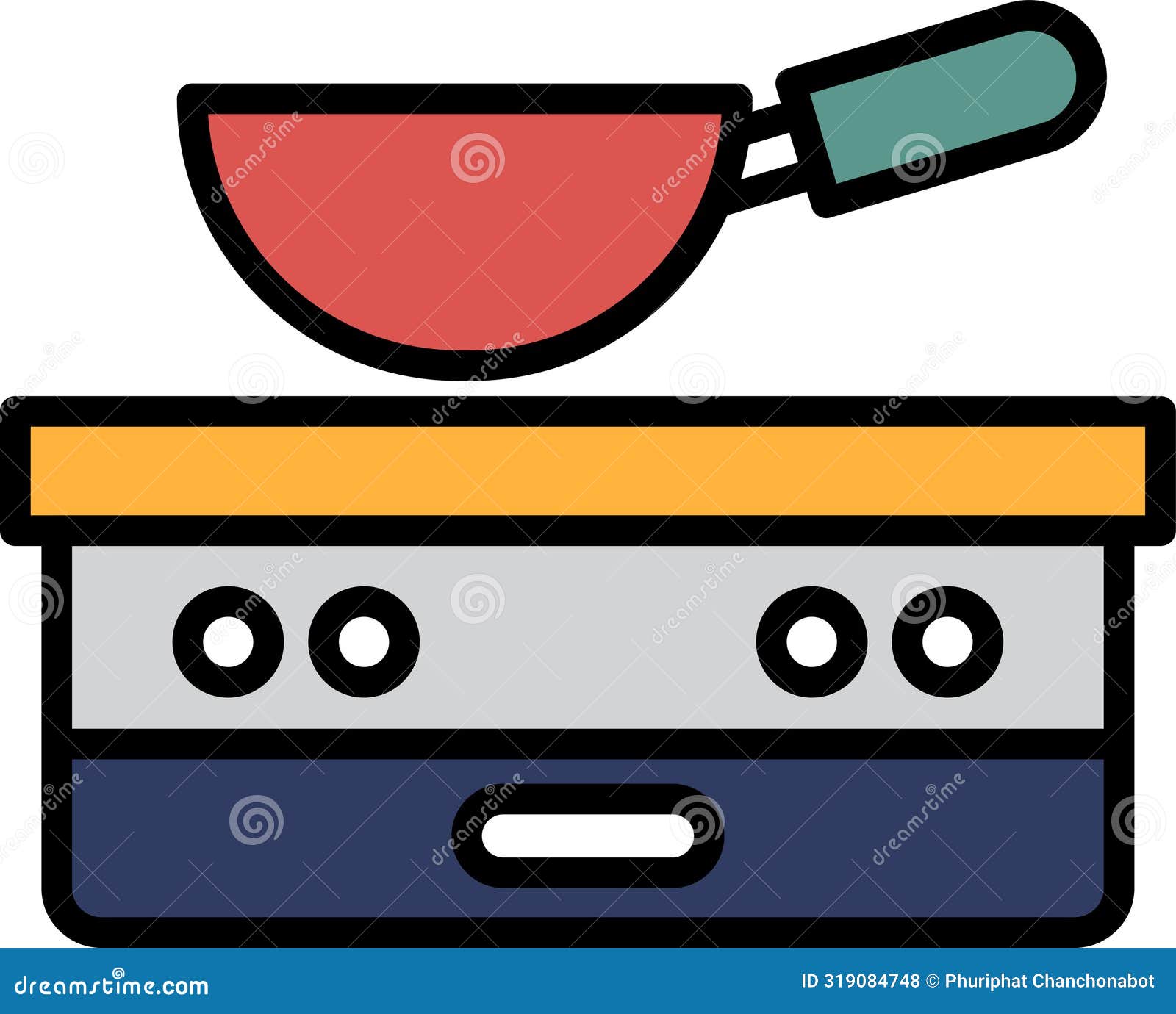 Electric Pan Icon Illustration in Line Style Stock Vector ...