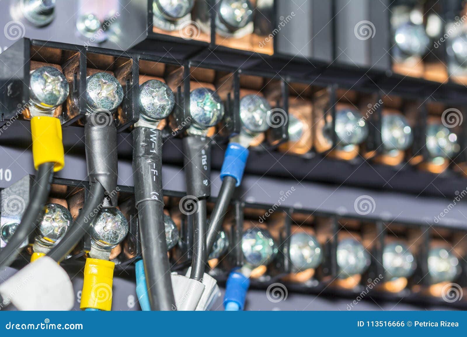 Electric Panel with Cables Electrical Terminal in Junction Box Stock ...