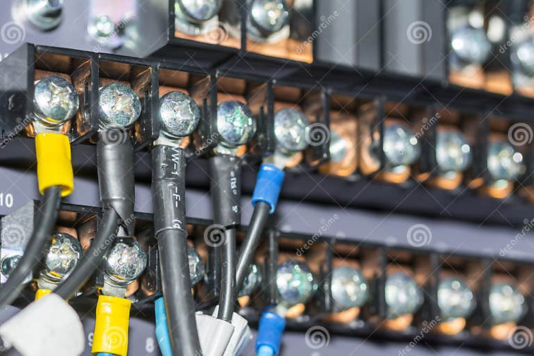 Electric Panel with Cables Electrical Terminal in Junction Box Stock ...