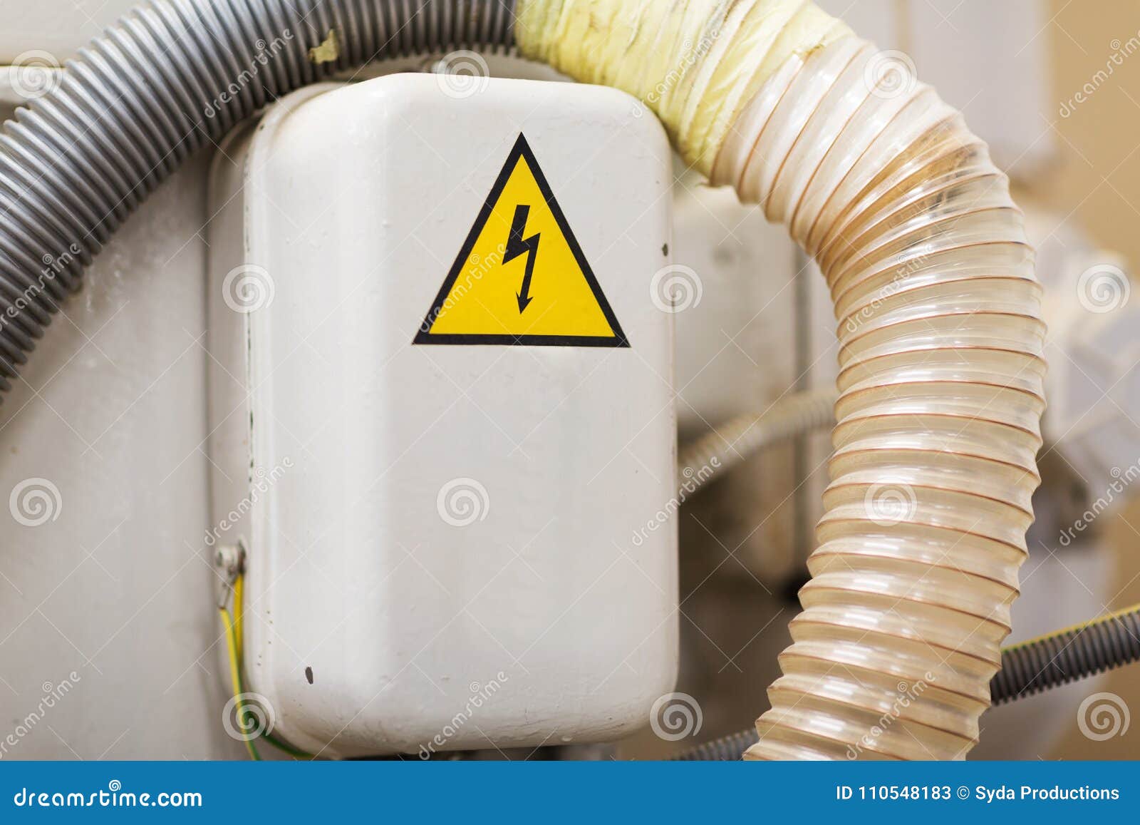 Electric Panel with Caution Sign Stock Image - Image of pipe, energy ...