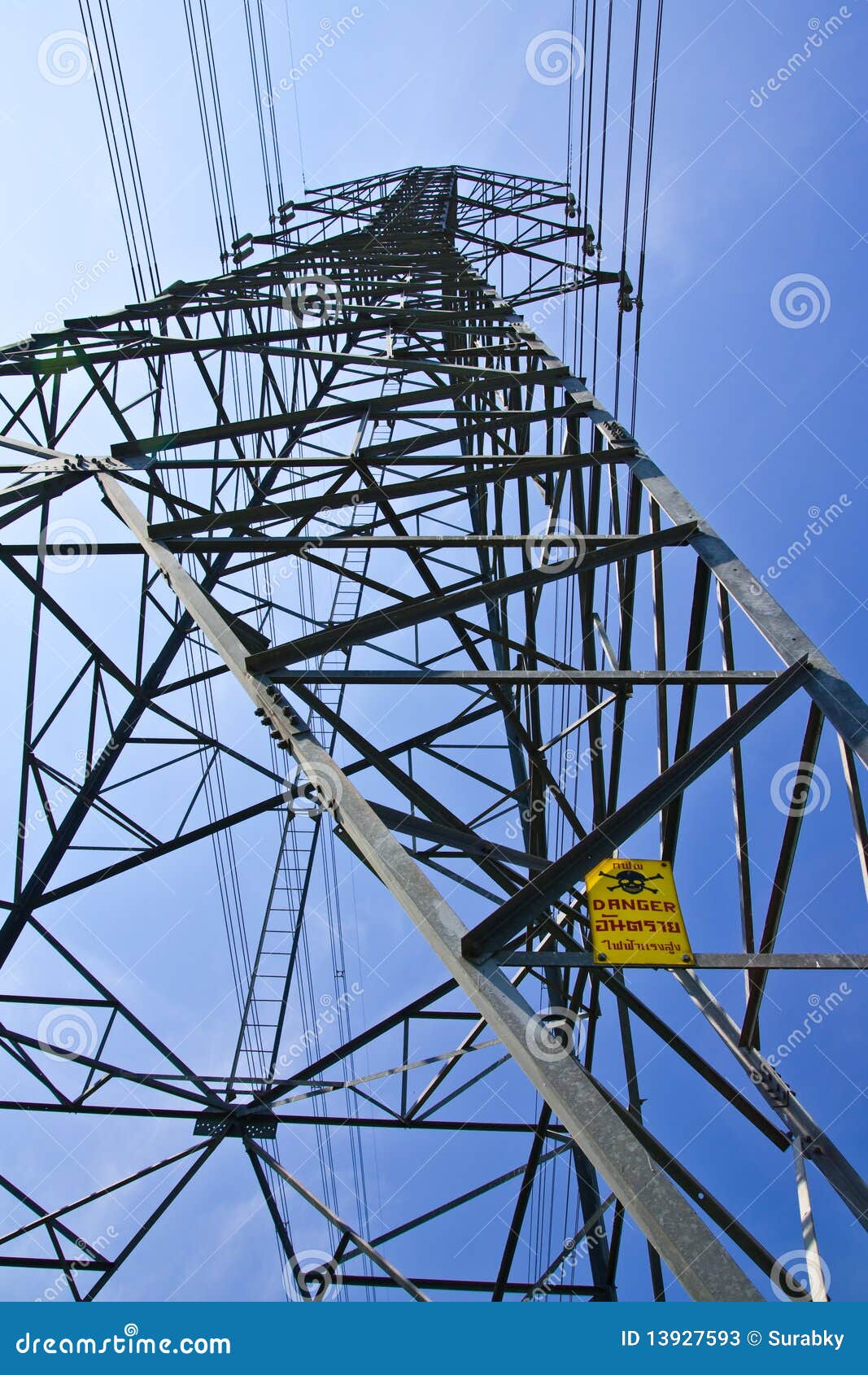 Electric Pillar and Danger Sign Stock Image - Image of volt ...