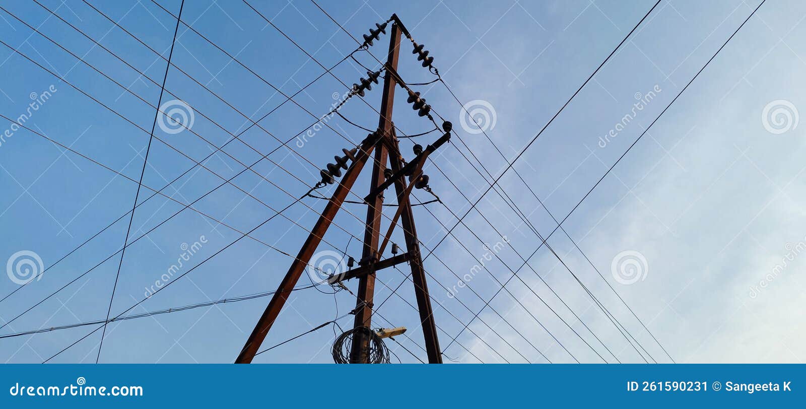 Electric Pillar with Transformer in the Electric Network. Outdoor View ...