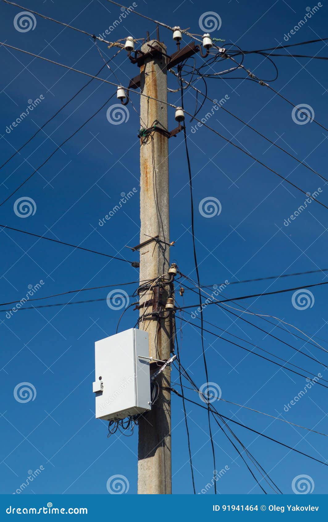 Electric pillar with wires stock photo. Image of steel - 91941464
