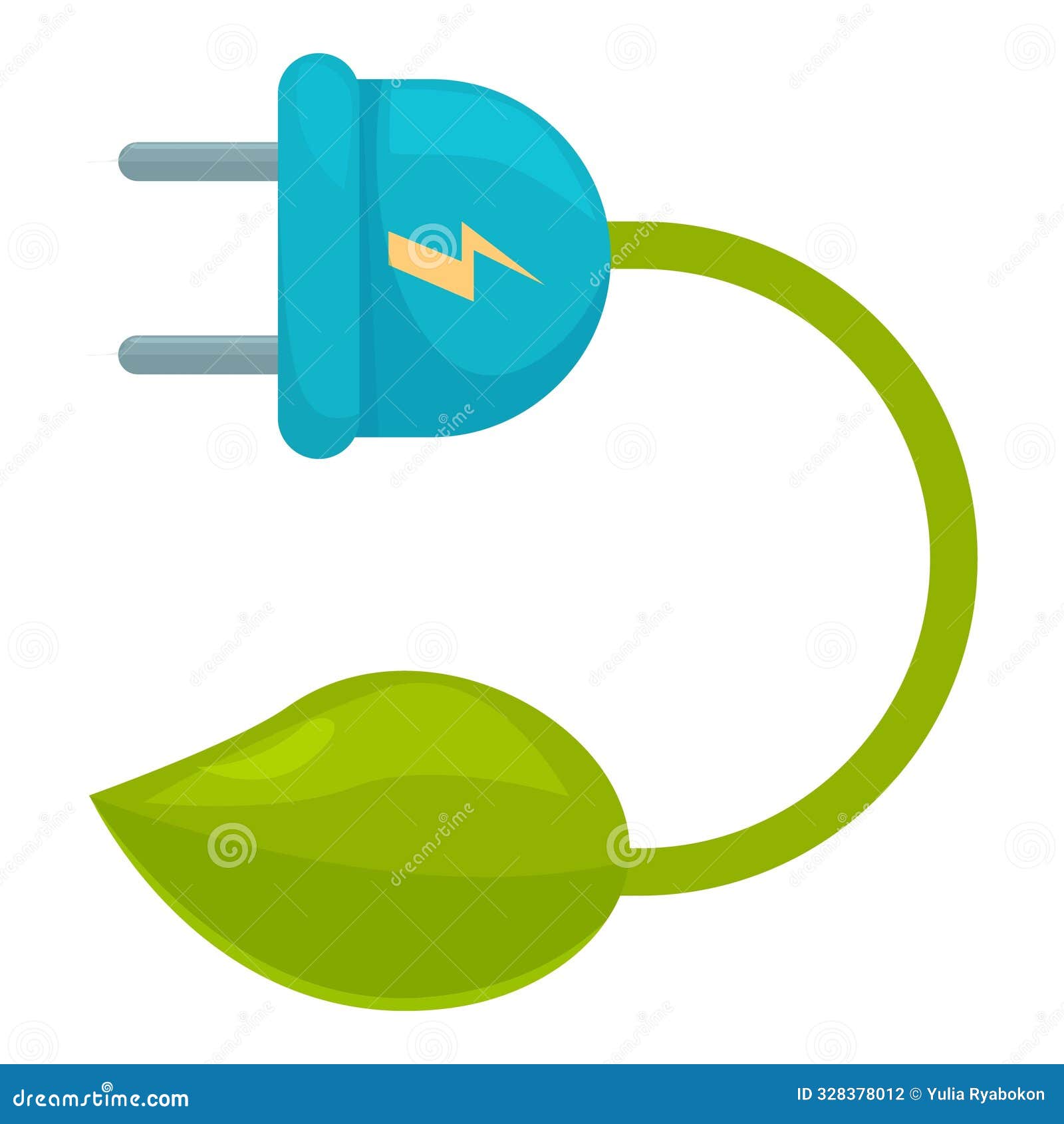 Electric Plug and Cable Forming Green Leaf Symbolizing Renewable Energy ...