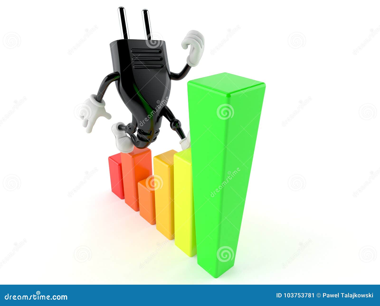Electric Plug Character With Chart Royalty-Free Stock Photography ...