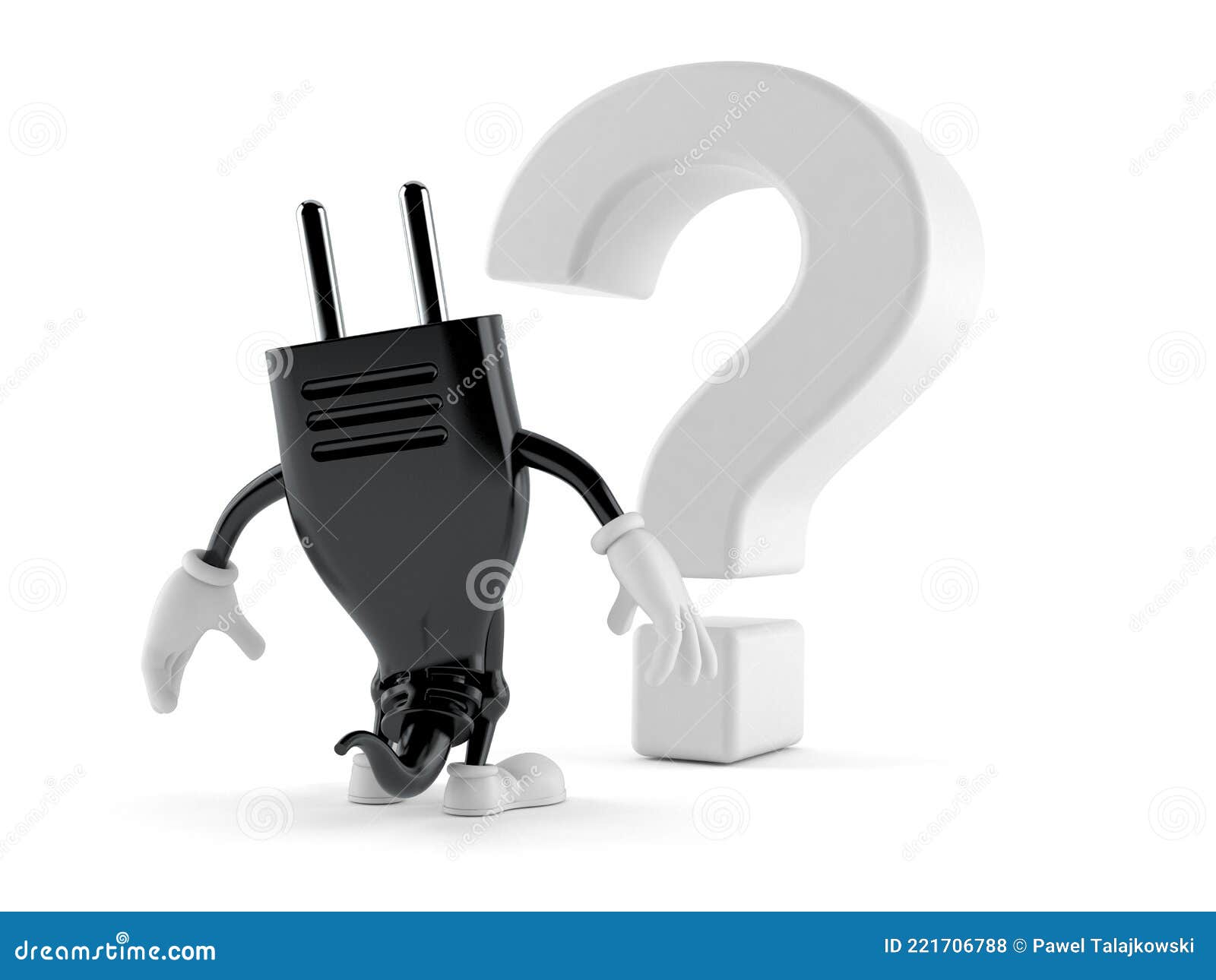 Electric Plug Character Looking at Question Mark Symbol Stock ...