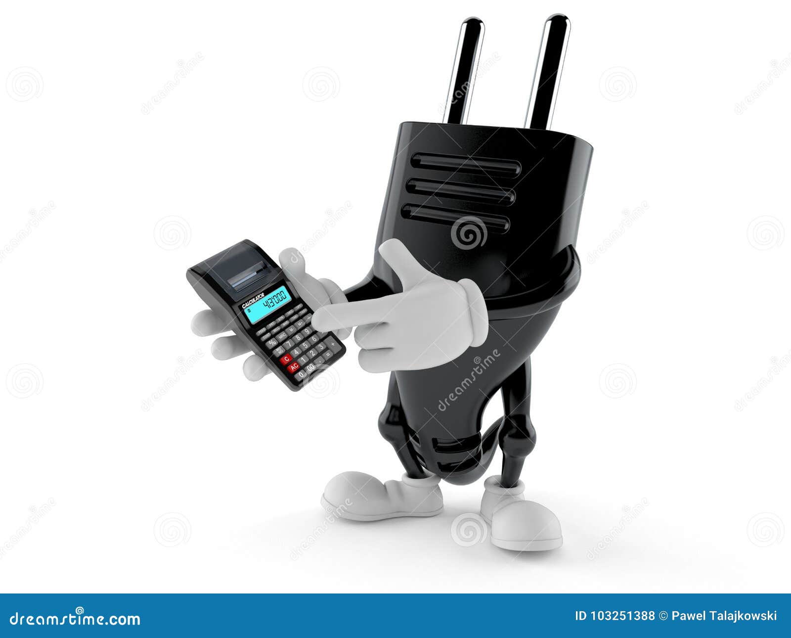Electric Plug Character Using Calculator Stock Illustration ...