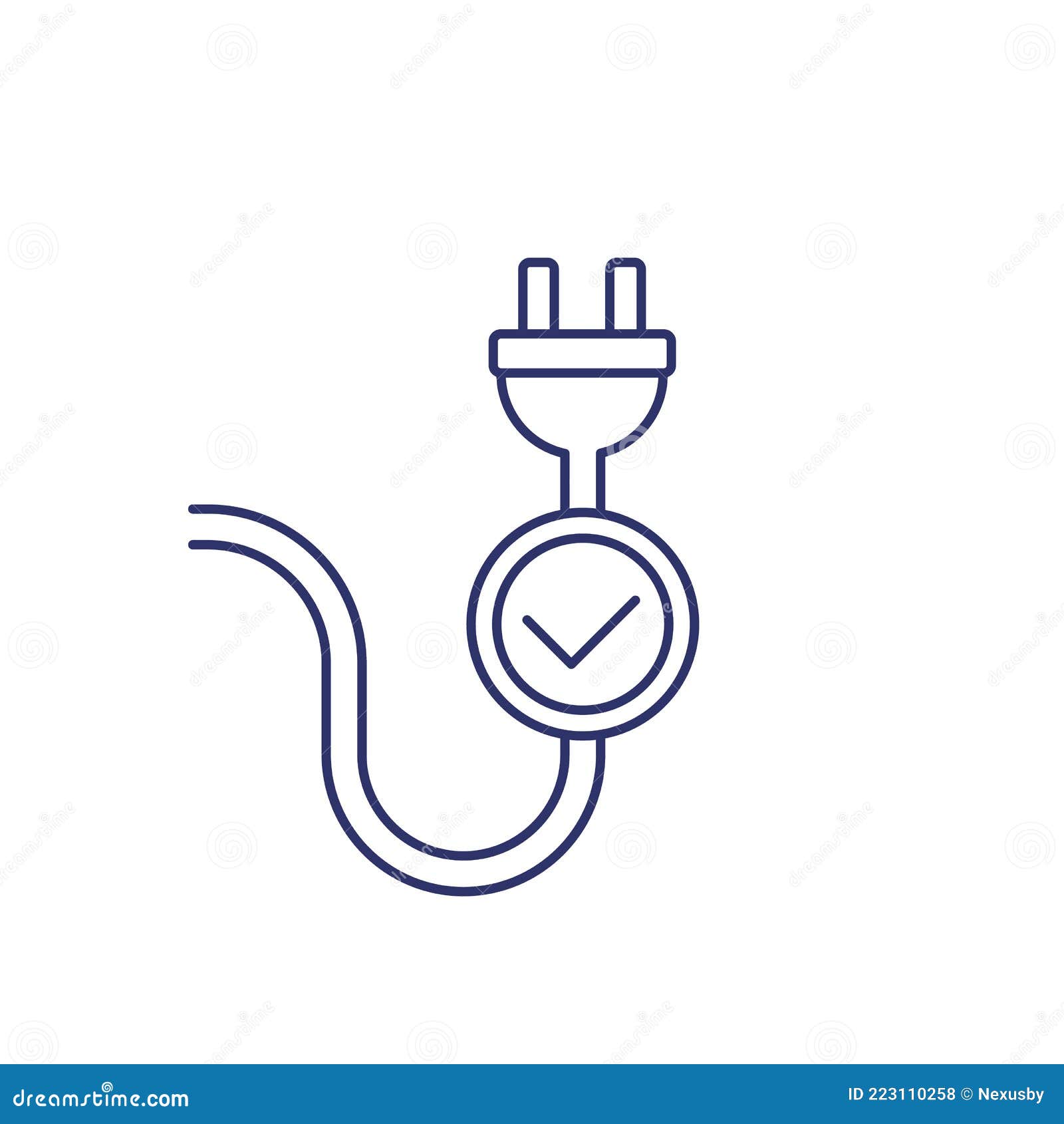 Electric Plug and Check Mark Line Icon Stock Vector - Illustration of ...