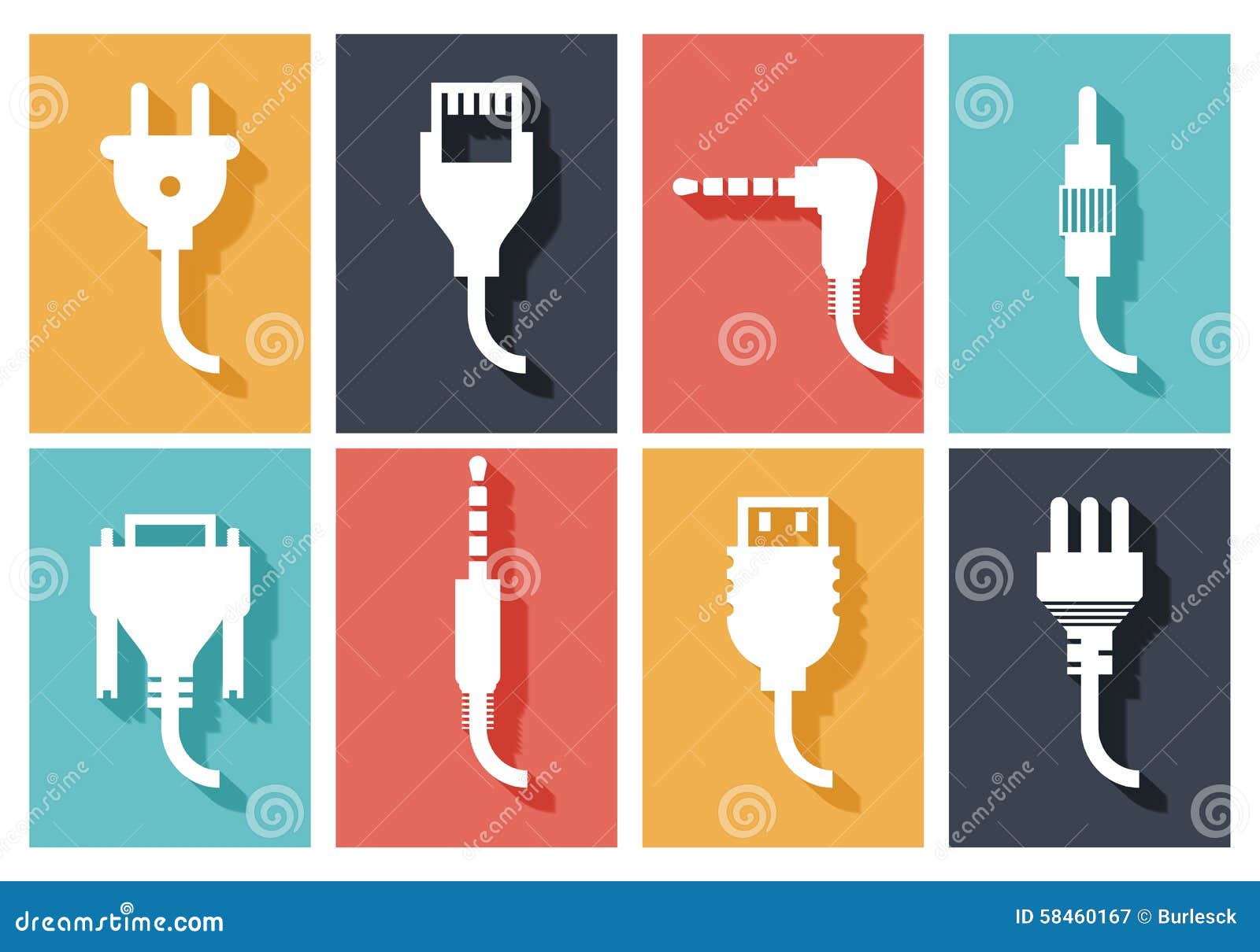 Electric plug flat icons stock vector. Illustration of flat - 58460167