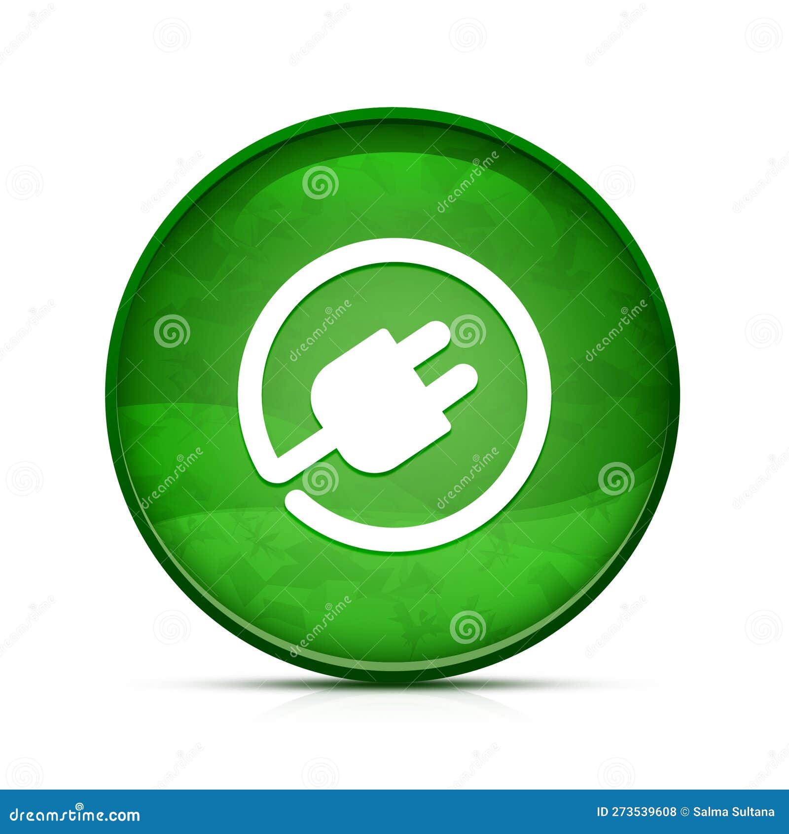 Electric Plug Icon on Classy Splash Green Round Button Illustration ...