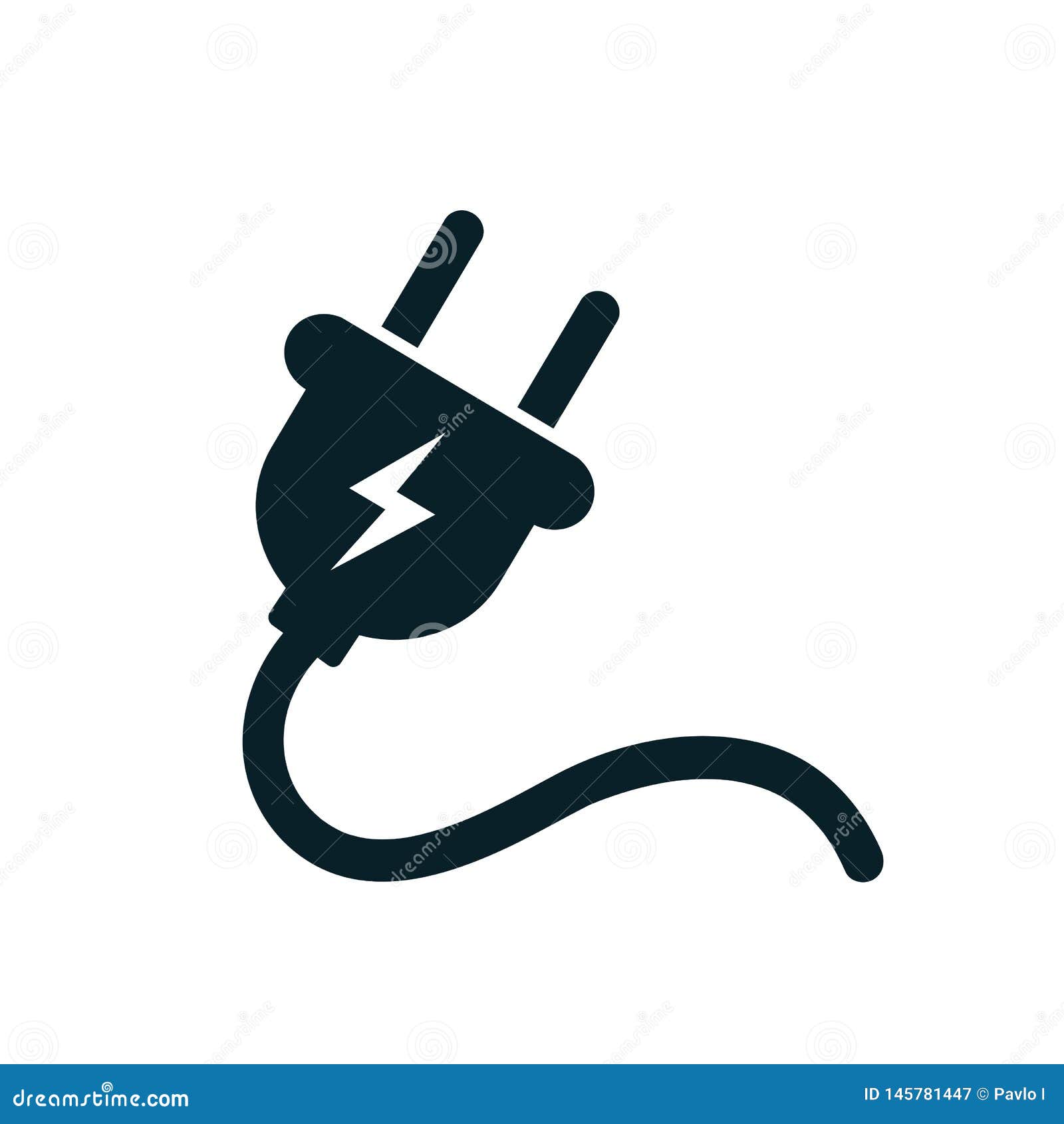 Electric Plug Icon with Cord â€“ Vector Stock Vector - Illustration of ...