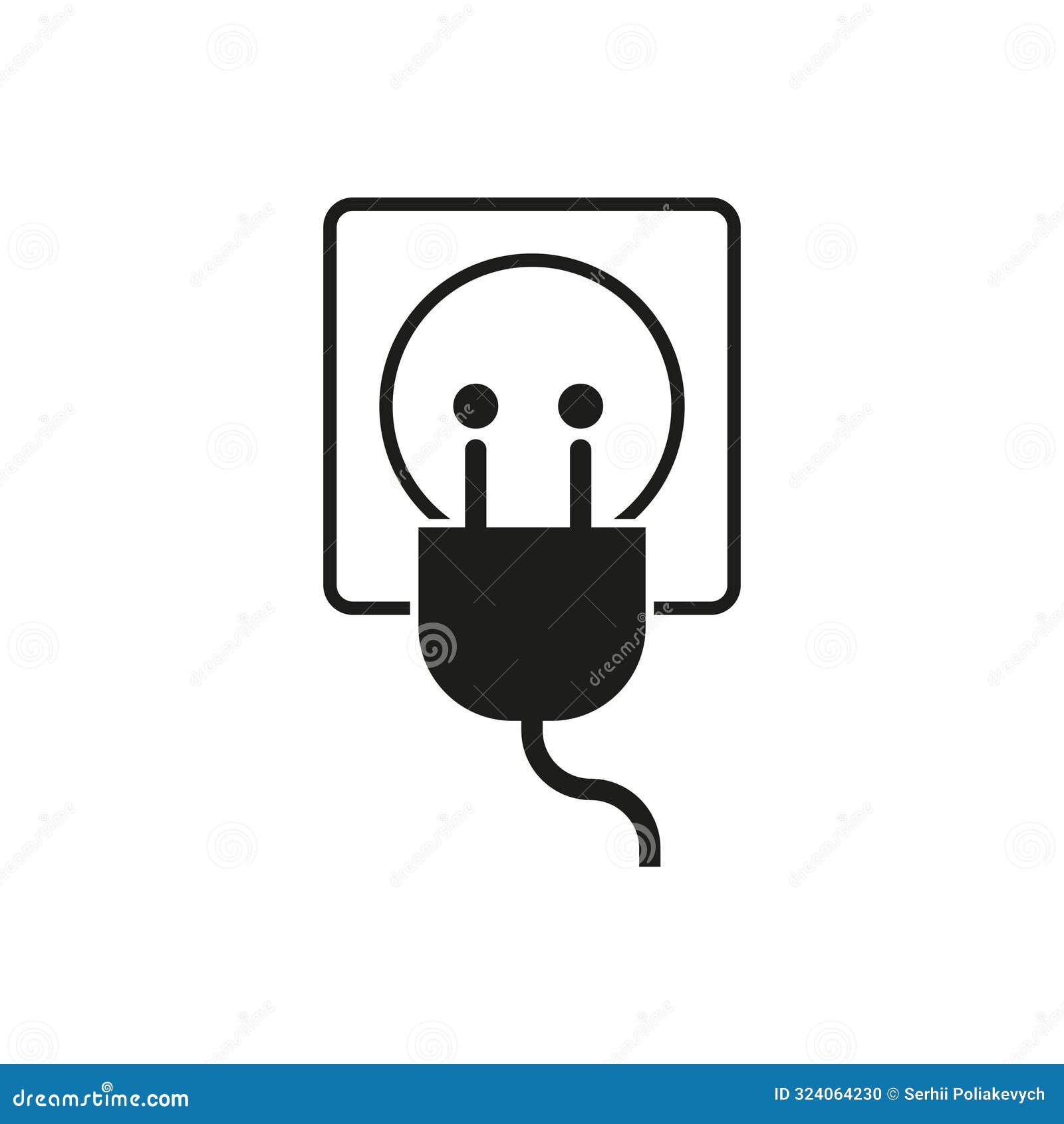 Electric Plug Icon. Socket and Plug Illustration. Black and White ...
