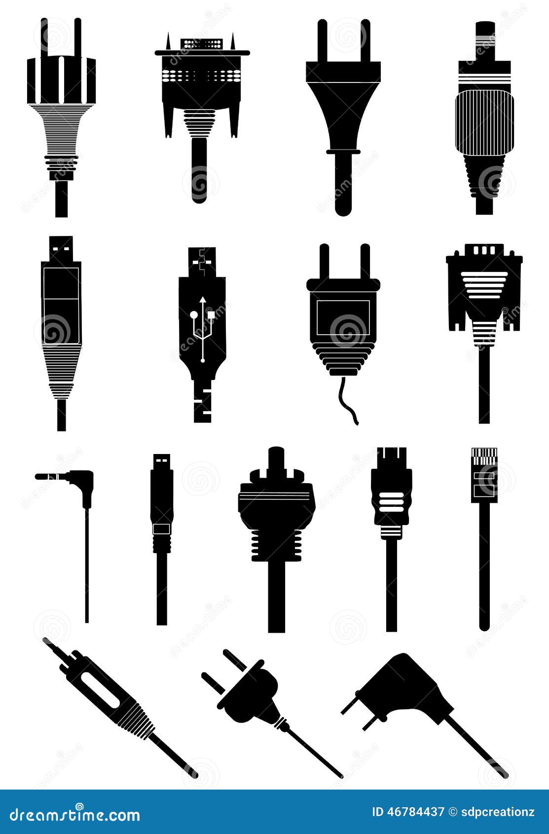 Electric plug icons set stock vector. Illustration of outlet - 46784437