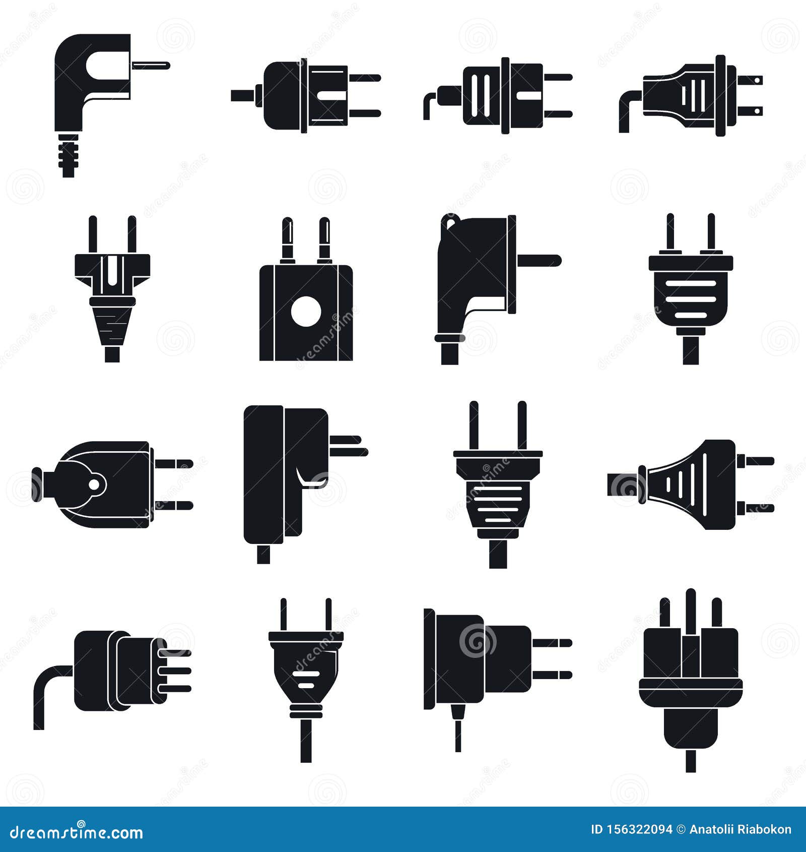 Electric Plug Icons Set, Simple Style Stock Vector - Illustration of ...