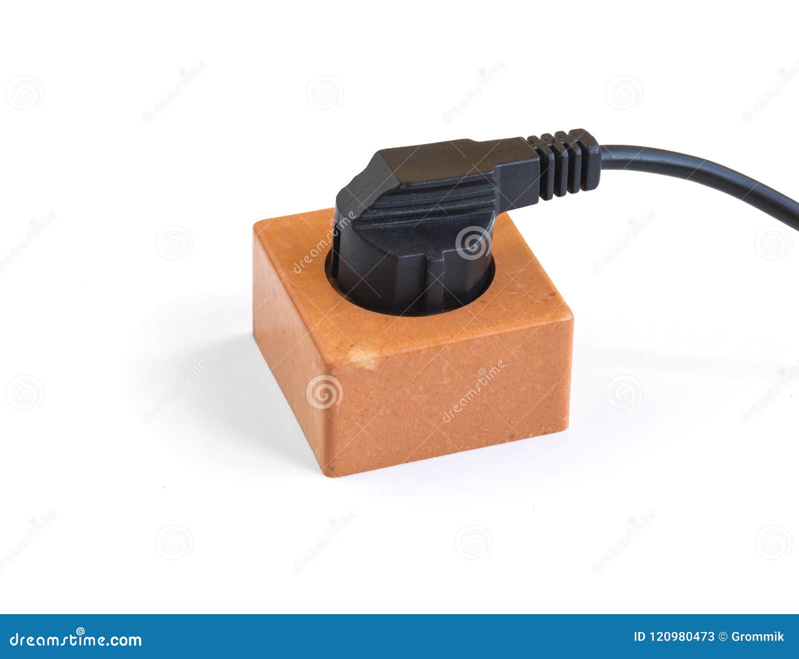 Electric Plug Inserted into an Electrical Outlet, White Background ...