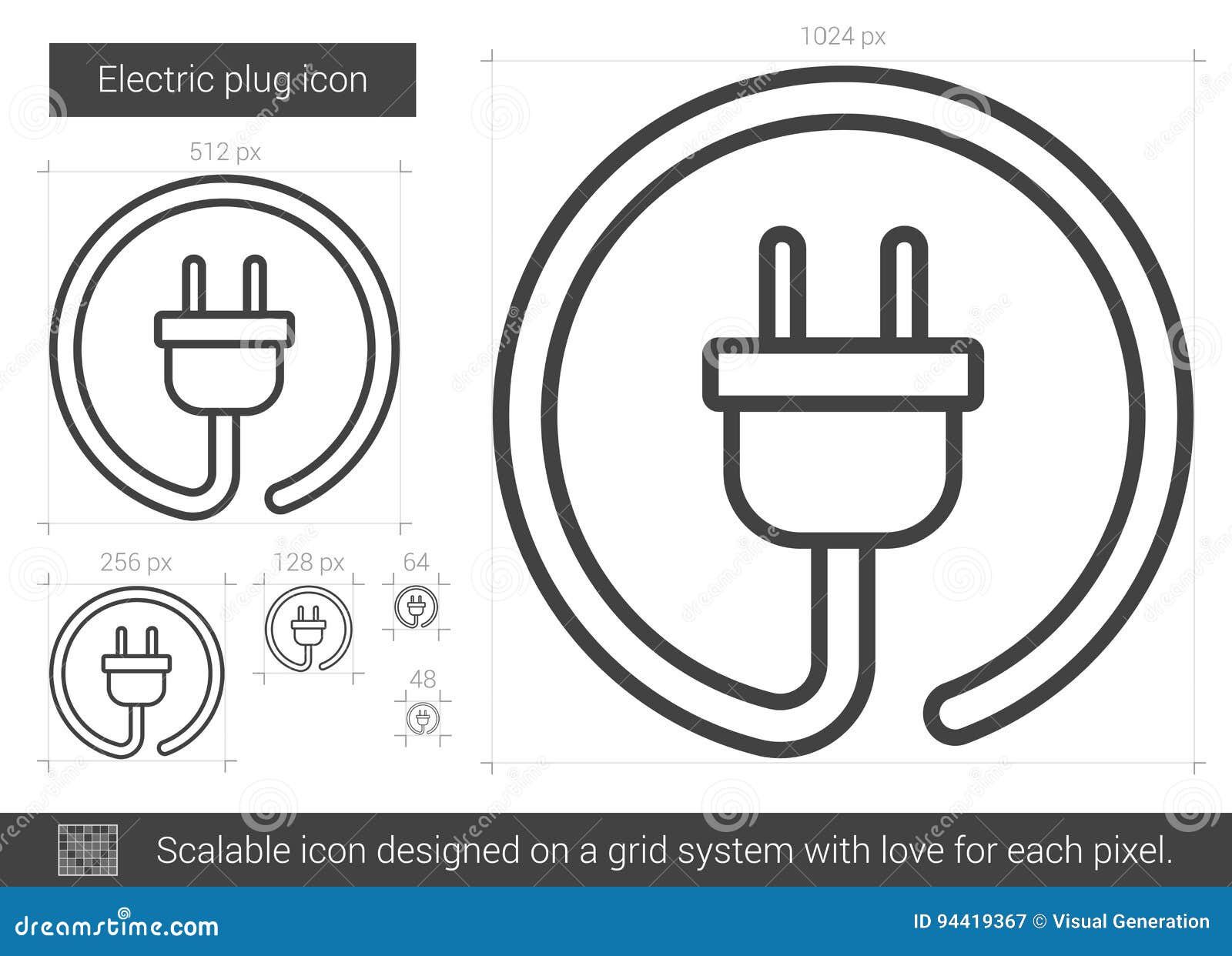 Electric plug line icon. stock vector. Illustration of energy - 94419367
