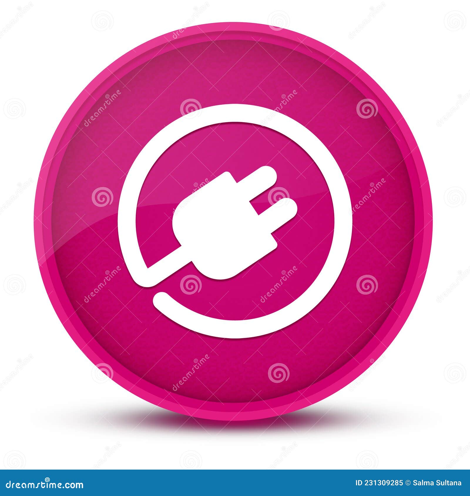 Electric Plug Luxurious Glossy Pink Round Button Abstract Stock ...