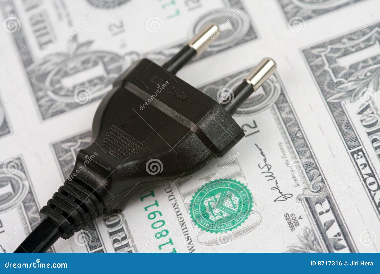 Electric plug and money stock photo. Image of consumption - 8717316