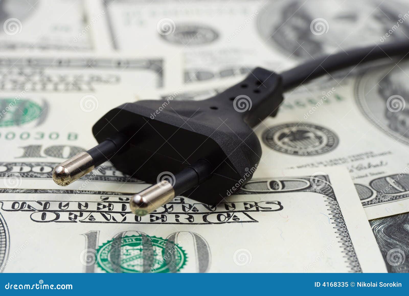 Electric Plug on Money Background Stock Image - Image of efficiency ...