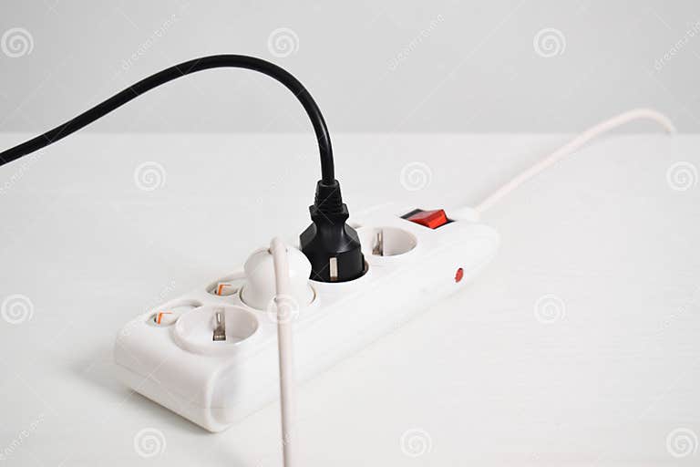 Electric Plug, Multiple Socket with Connected Plugs Stock Photo - Image ...