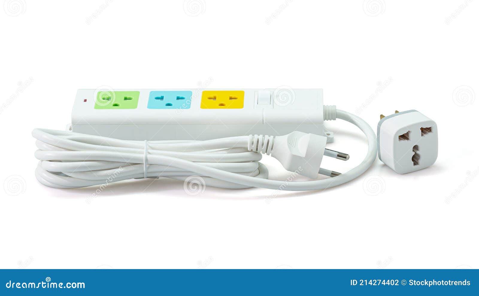 Electric Plug and Multiple Socket with Connected Plugs Isolated on ...