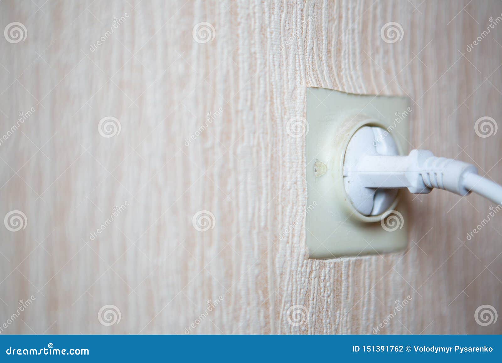 Electric Plug in the Old White Socket Stock Photo - Image of device ...