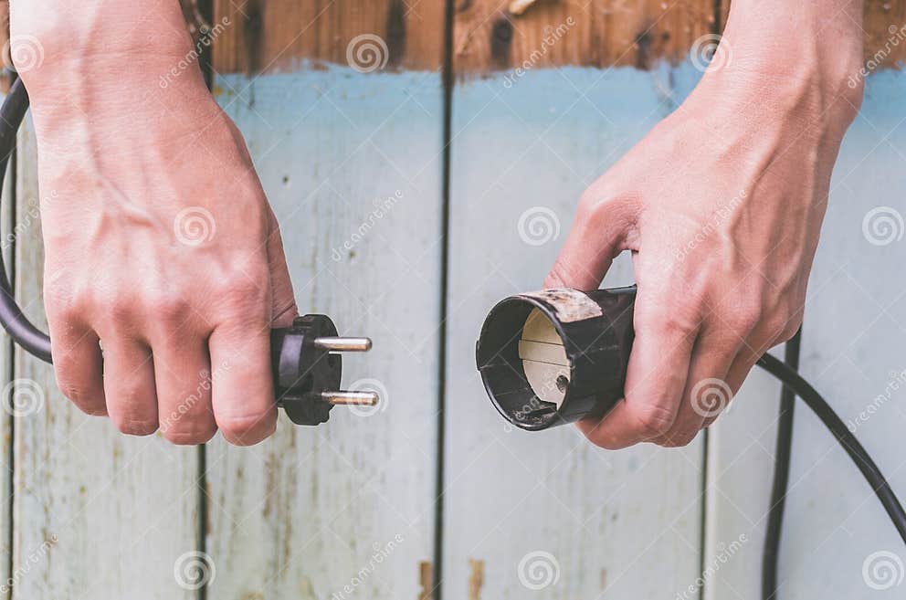 Electric Plug with an Open Socket in Hand Stock Image - Image of ...