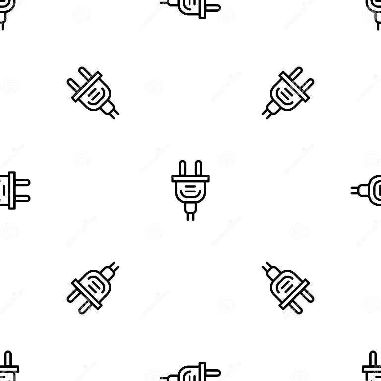 Electric Plug Pattern Seamless Vector Stock Vector - Illustration of ...