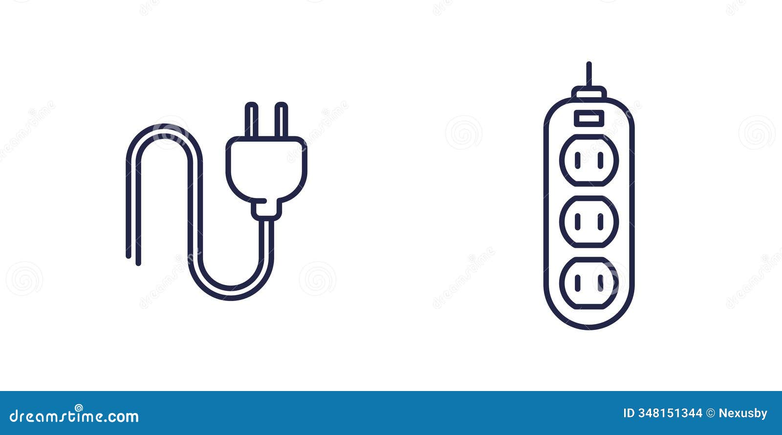 Electric Plug and Power Strip Icons, Type a Socket Stock Illustration ...