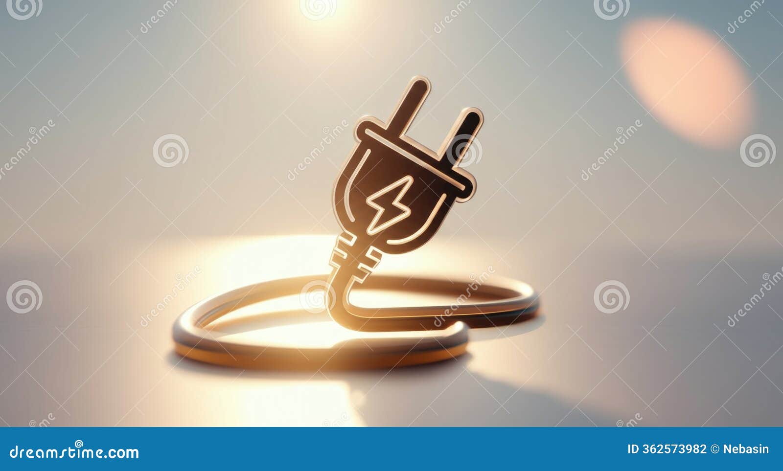 Electric Plug Silhouette with Cable and Light Effect in Minimalist ...