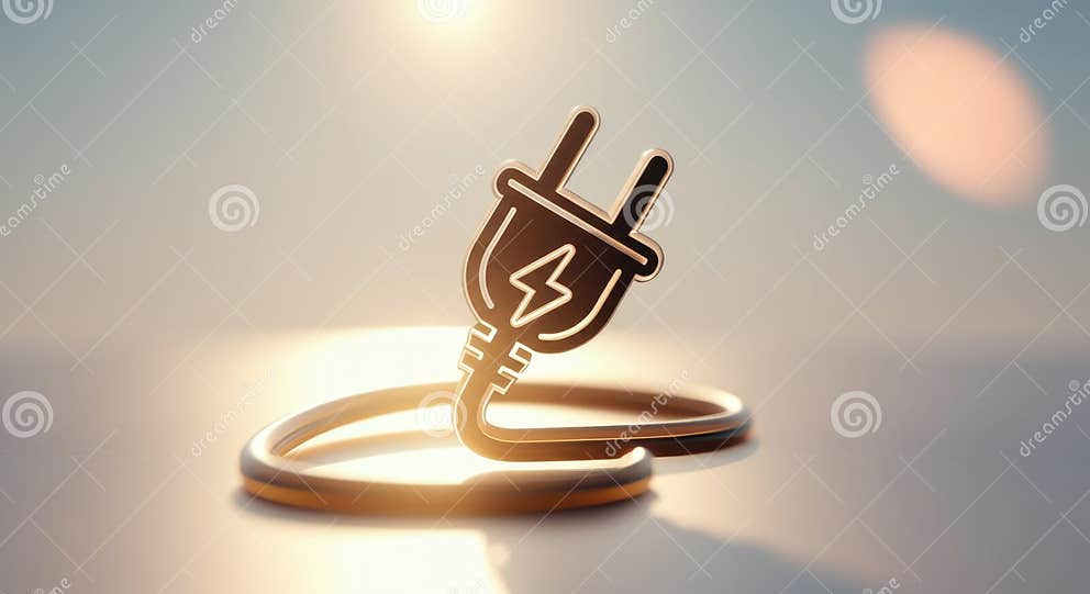 Electric Plug Silhouette with Cable and Light Effect in Minimalist ...
