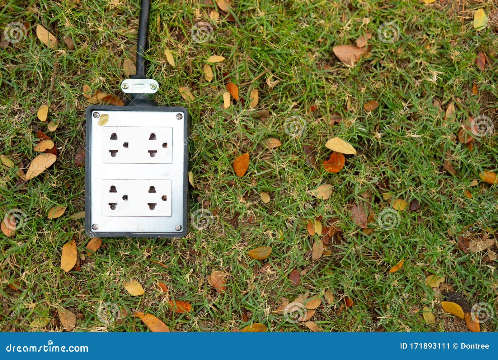 Electric Plug Socket in the Garden Stock Image - Image of connect ...