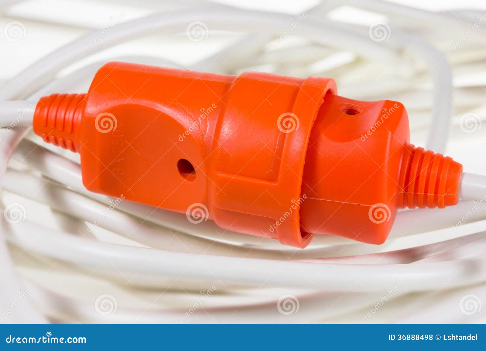 Electric Plug and Socket Red Color on White Wires Stock Photo - Image ...
