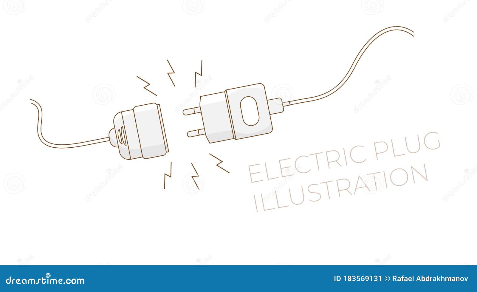 Electric Plug. Vector Flat Outline Illustration. Concept Background ...