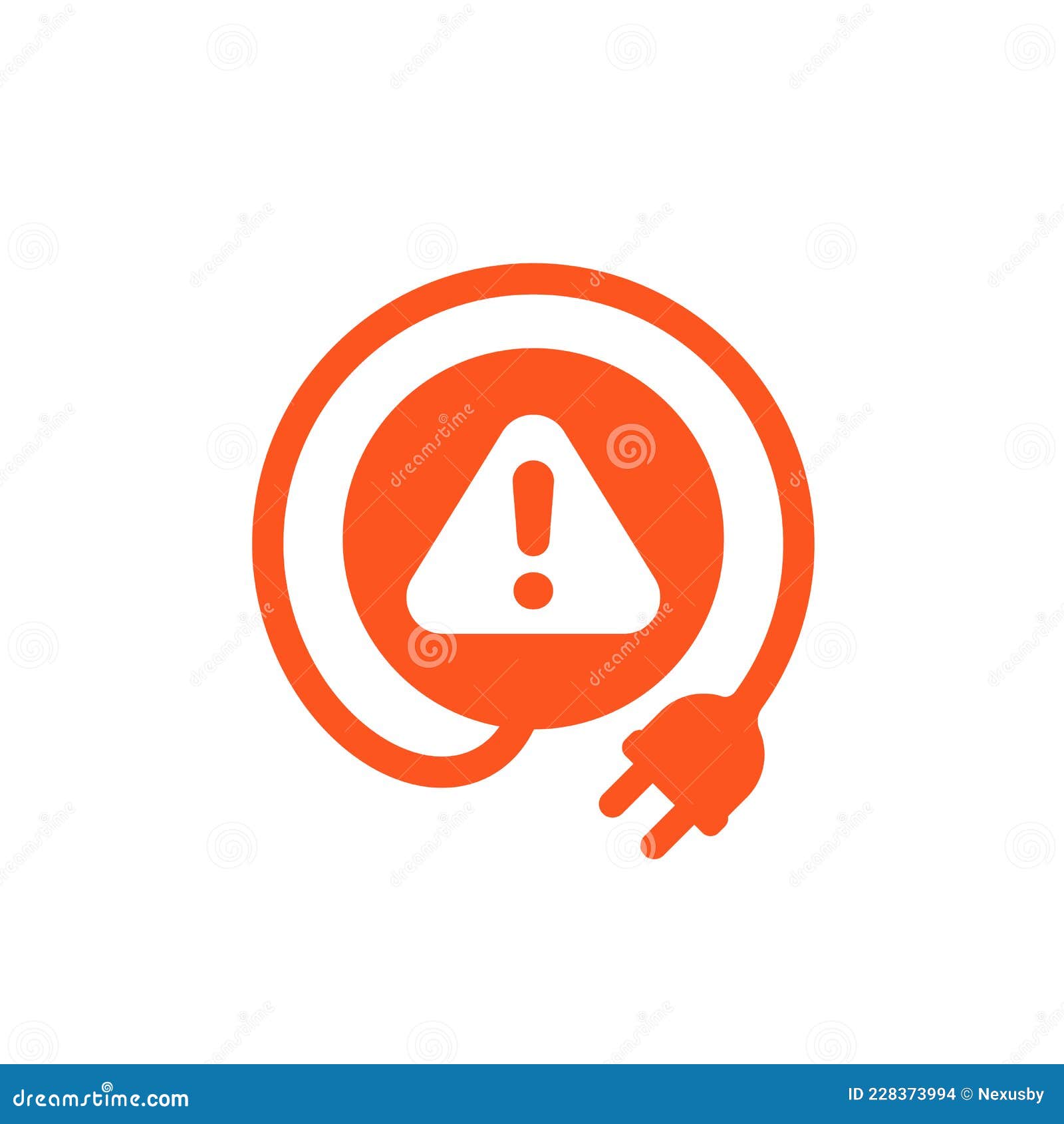 Electric Plug and Warning Alert Icon on White Stock Vector ...