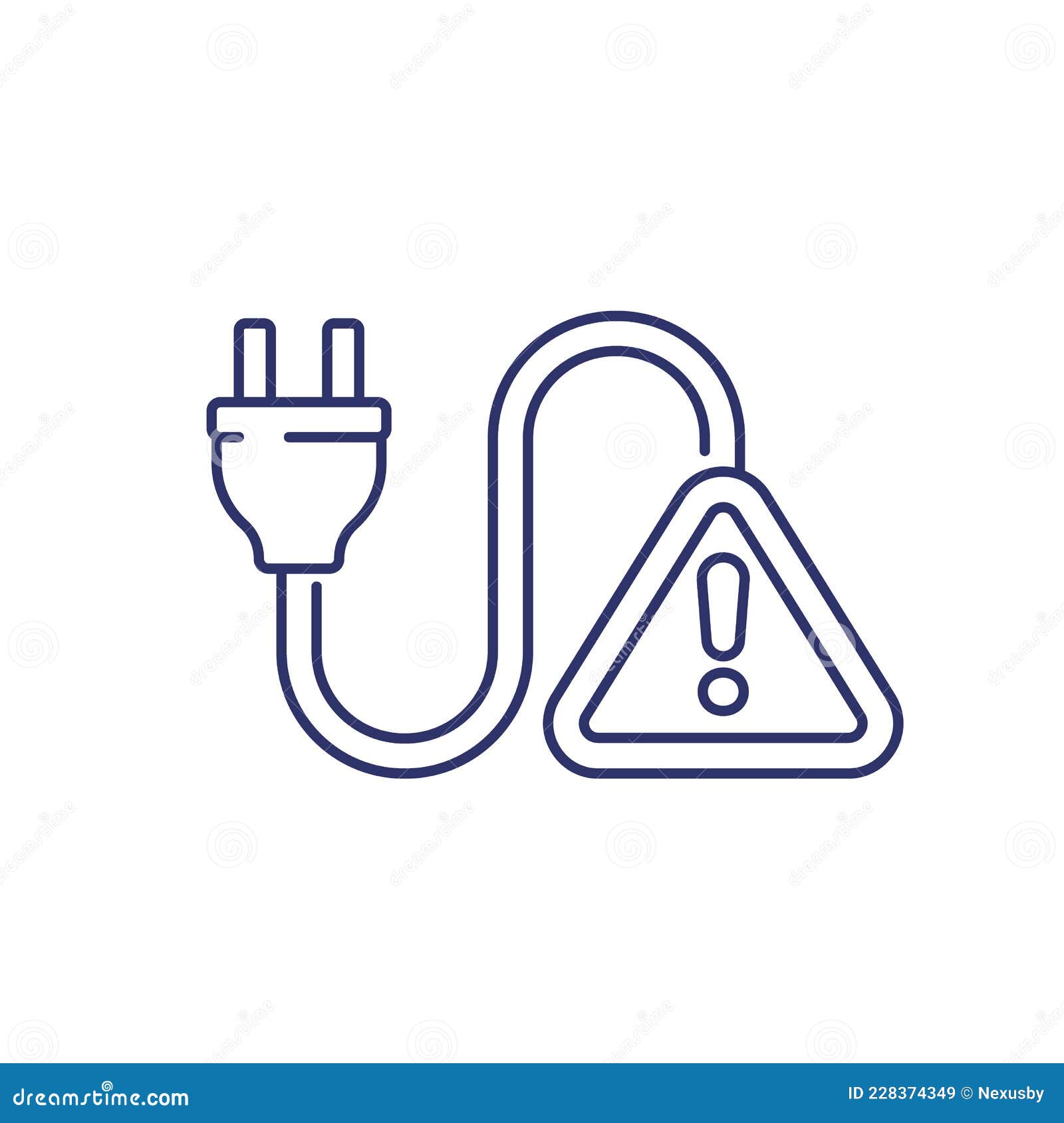 Electric Plug and Warning Alert Line Icon Stock Vector - Illustration ...