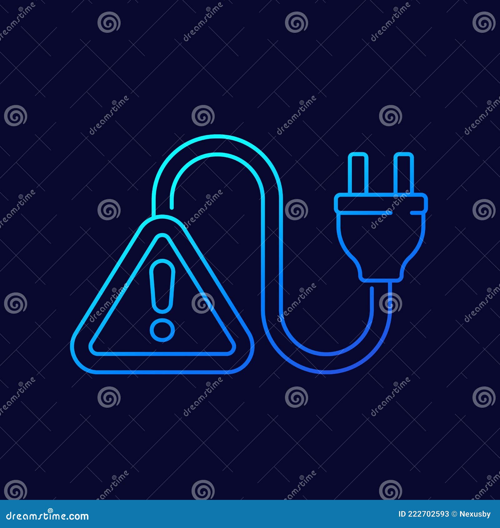 Electric Plug and Warning Alert Line Vector Icon Stock Vector ...