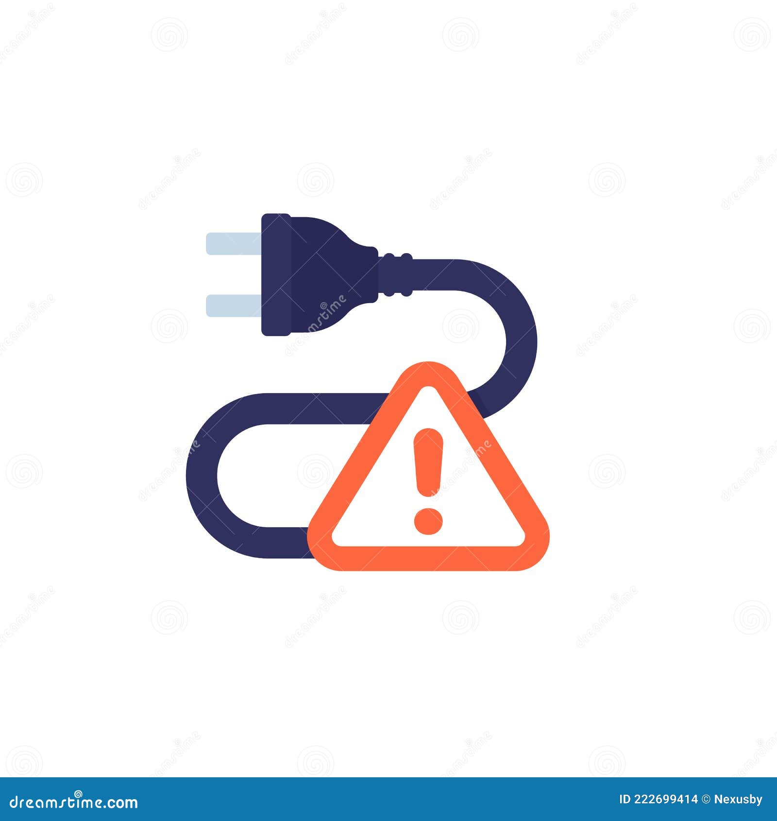Electric Plug and Warning Sign Icon on White Stock Vector ...