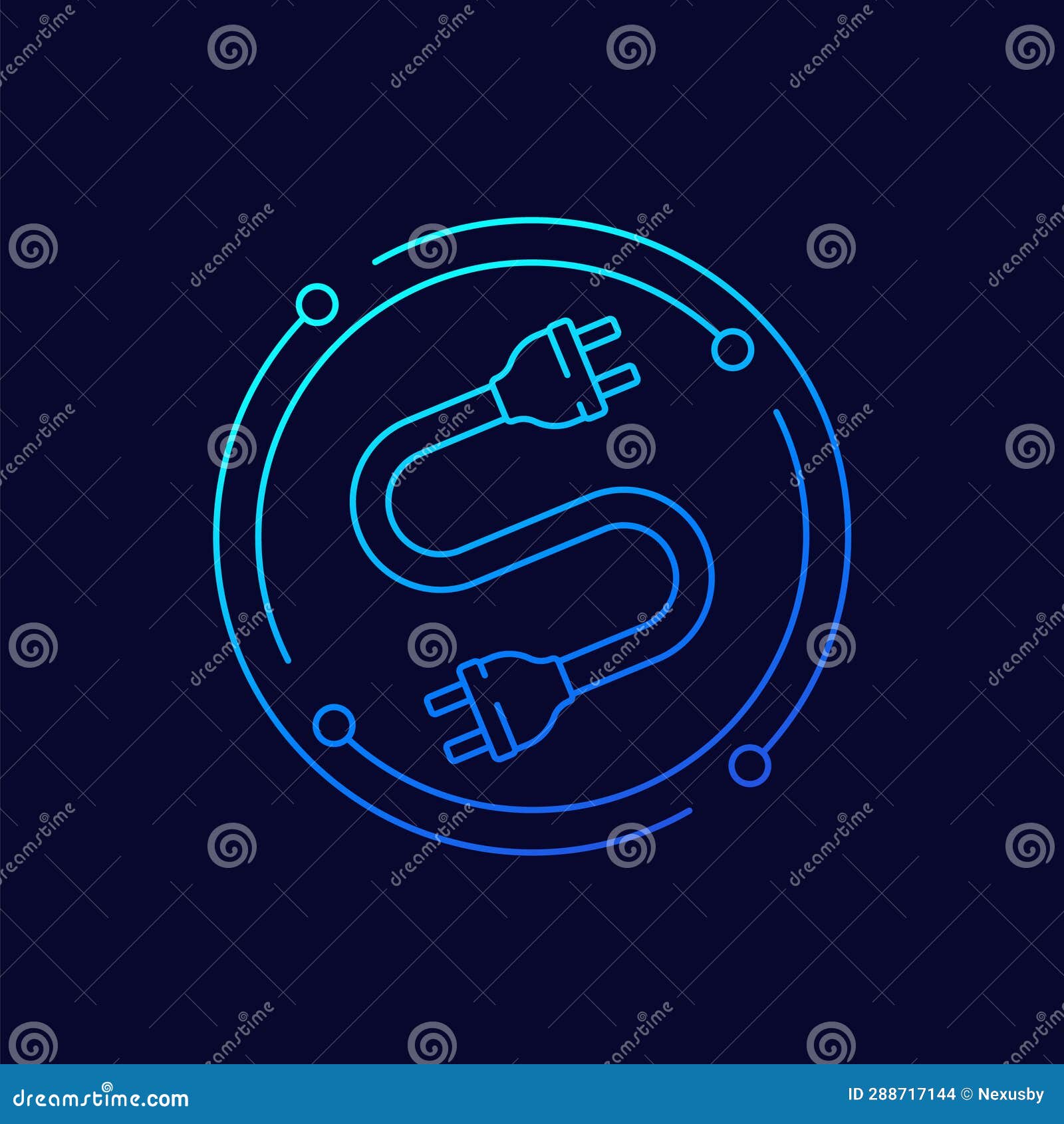 Electric Plugs with Cable Icon, Linear Design Stock Illustration ...