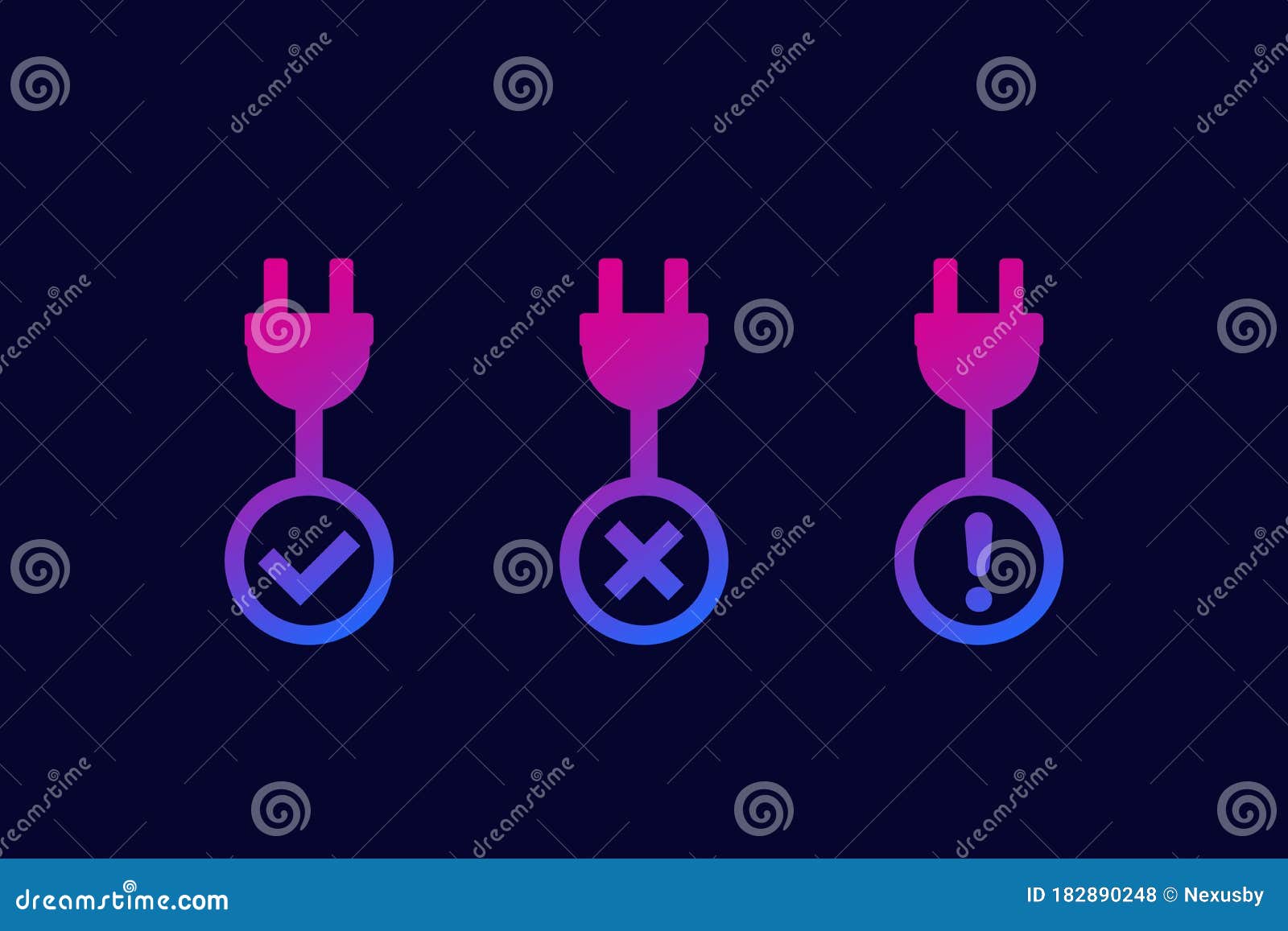 Electric Plugs with Signs, Icons Stock Illustration - Illustration of ...