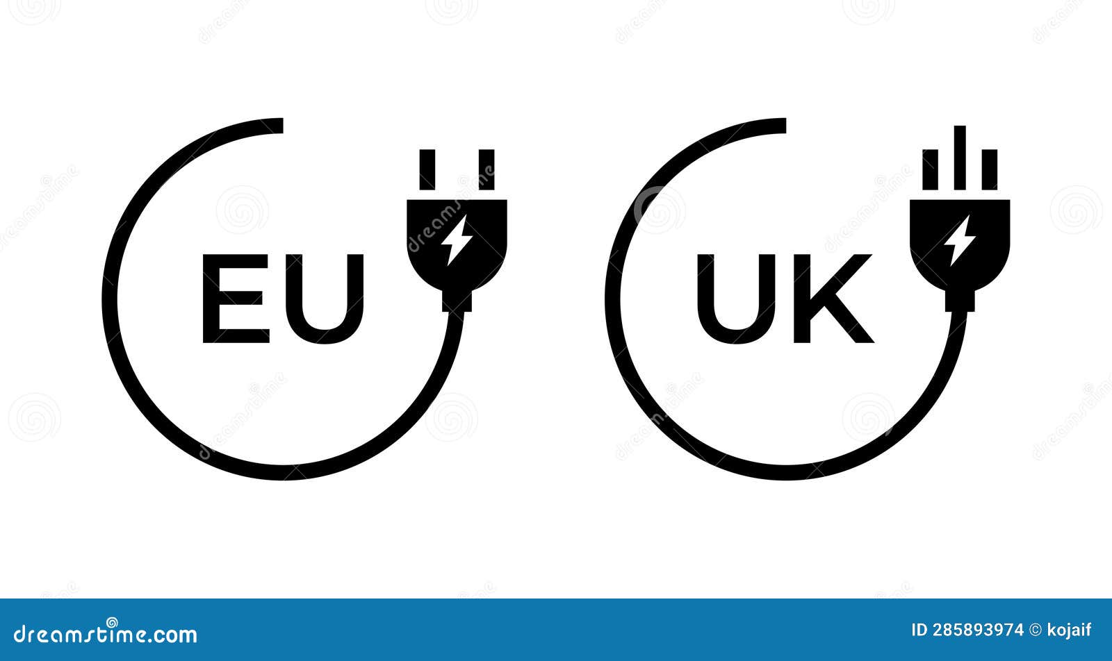 Electric Plugs Types Vector Icon Set. Cable Plugs Uk, Eu Symbol Stock ...