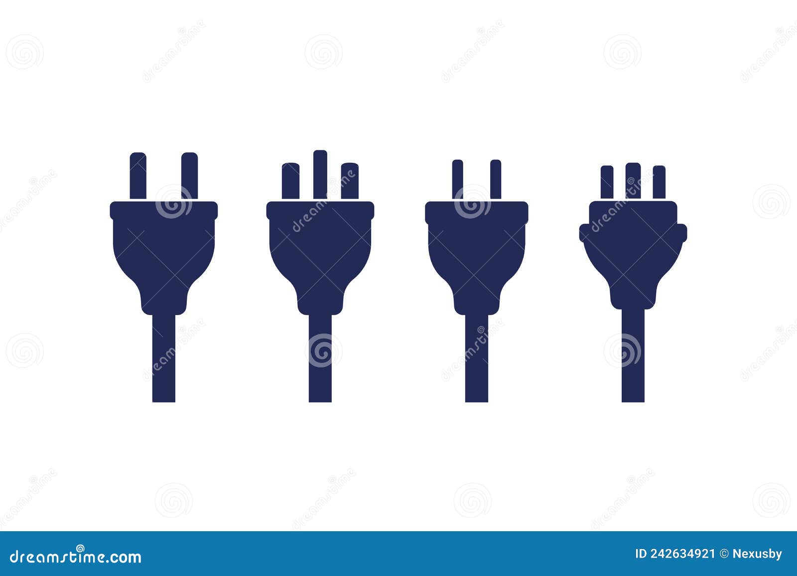 Electric Plugs on White, Vector Set Stock Vector - Illustration of asia ...
