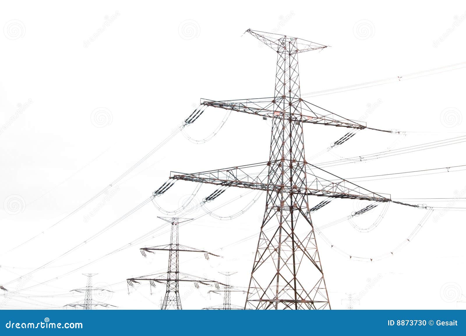 Electric Pole And Power Line On Sky Background. Stock Photography ...