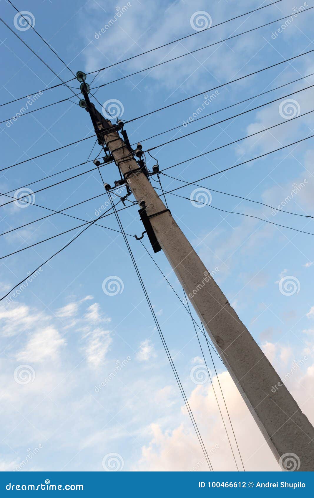 Electric Pole on the Background of Night Sky Stock Photo - Image of ...