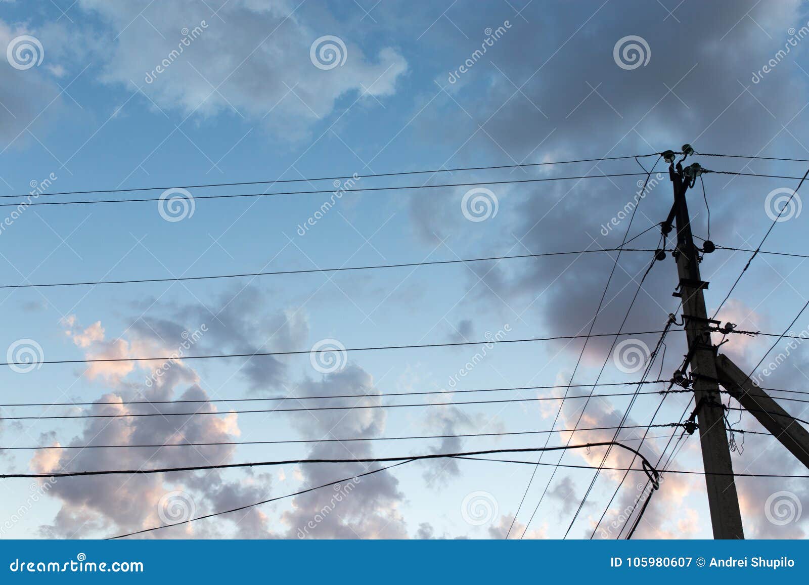 Electric Pole on the Background of Night Sky Stock Image - Image of ...